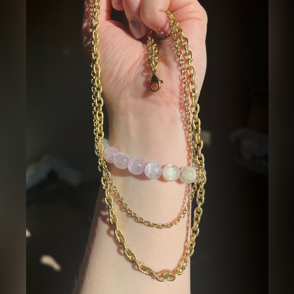Emma & Chloe | Jewelry | Emma Chloe Double Chain Textured Rope Necklace Stainless Steel Gold ...